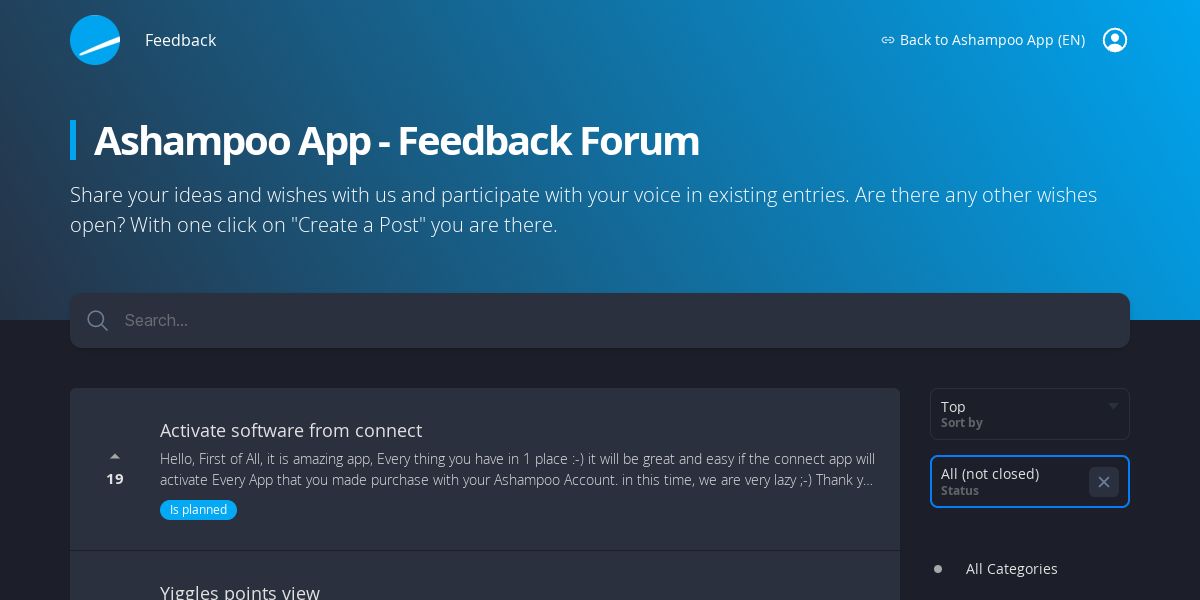 Feedback | Ashampoo Connect (EN)